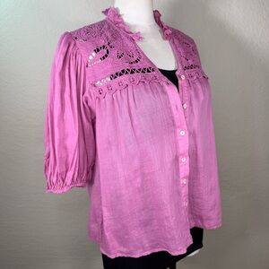 Sundance | Tops | Sundance Dianna Lace Top Bloom Pink Button Down 34 ...